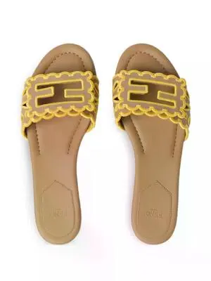 Fendi Baguette Leather Sandals - Neutrals