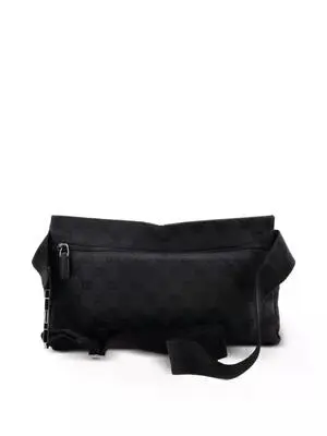 Gucci Vintage Double Gg Canvas Belt Bag - Black