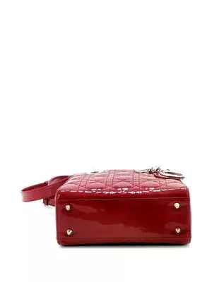 Dior Lady Bag Cannage Quilt Patent Small Satchel - Red