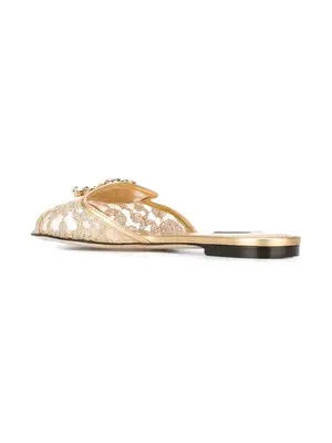 Dolce & Gabbana Rainbow Lace Slippers - Gold