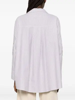 WHITE SAND Striped Cotton Shirt - Black