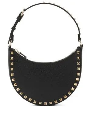 Valentino Garavani Hobo Rockstud Leather Mini Bag - Black