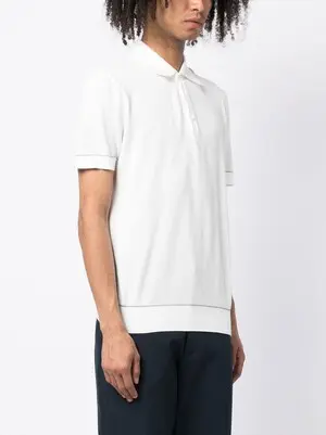 Brioni Cashmere And Cotton Blend Polo Shirt - White