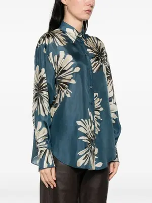 Brunello Cucinelli Printed Silk Shirt - Blue
