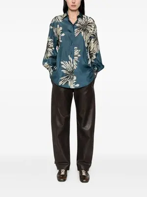 Brunello Cucinelli Printed Silk Shirt - Blue