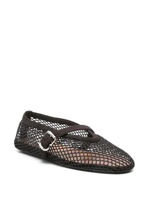 Alaïa Black Fishnet Leather Trim Ballerina Flats - Brown