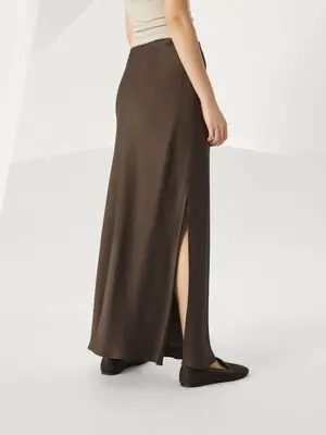 Brunello Cucinelli Cady Long Skirt - Brown