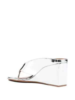 Alaïa Wedge Thong Mules - Silver