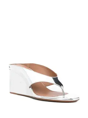 Alaïa Wedge Thong Mules - Silver