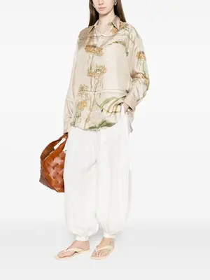 PIERRE-LOUIS MASCIA Printed Silk Shirt - Beige