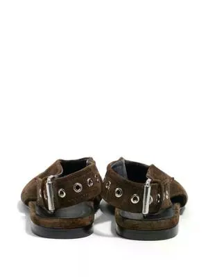 Bimba Y Lola Buckle Embellished Flat Slingback Pumps - Brown