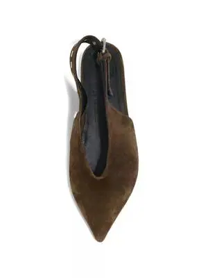 Bimba Y Lola Buckle Embellished Flat Slingback Pumps - Brown
