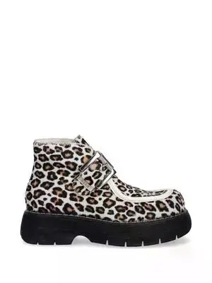 MSGM Buckle Leopard-print Platform Ankle Boots