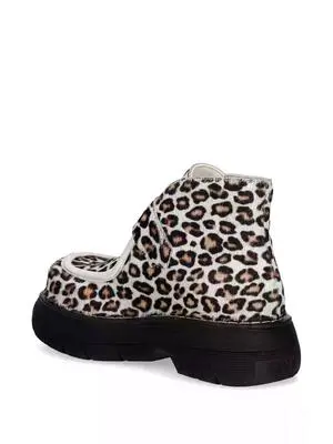 MSGM Buckle Leopard-print Platform Ankle Boots