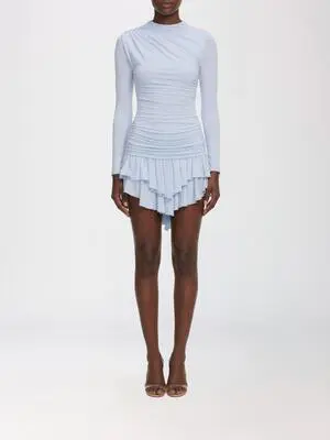 SELF-PORTRAIT Long Sleeve Ruched Mini Dress - Blue
