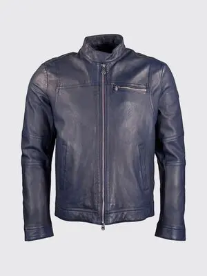 Peuterey Leather Biker Jacket - Blue