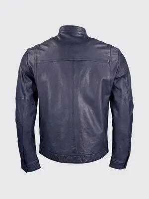 Peuterey Leather Biker Jacket - Blue