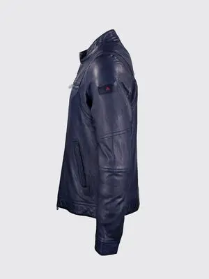 Peuterey Leather Biker Jacket - Blue