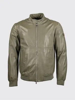 Peuterey Leather Bomber Jacket - Green