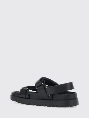 Tory Burch Mellow Leather Slingback Sandals With Double T Logo - Black