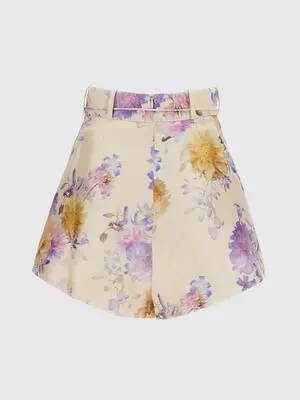 Zimmermann Floral Print Silk And Cotton Shorts - Beige