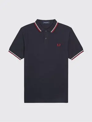 Fred Perry Cotton Polo Shirt With Logo - Sky