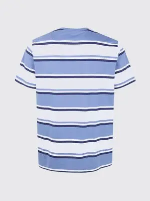 Fred Perry Striped Cotton T-shirt With Logo - Blue