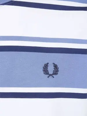 Fred Perry Striped Cotton T-shirt With Logo - Blue