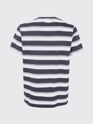 Fred Perry Striped Cotton T-shirt With Logo - Grey
