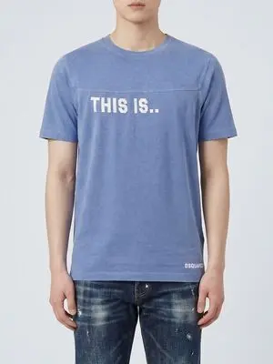 Dsquared2 Cotton T-shirt With Slogan Print - Blue