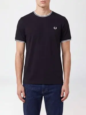 Fred Perry Cotton T-shirt With Logo Blue