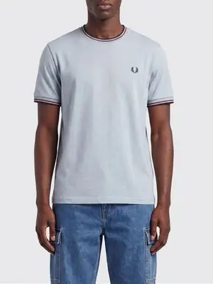 Fred Perry Cotton T-shirt With Logo Gnawed Blue