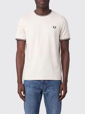 Fred Perry Cotton T-shirt With Logo Ivory