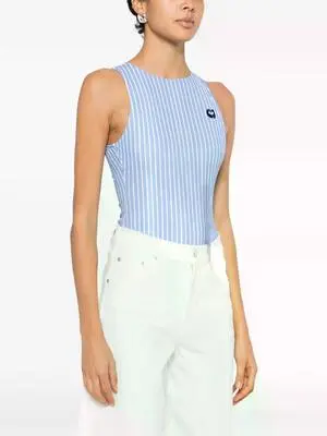 Maje Striped Logo-embroidered Bodysuit