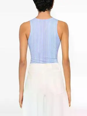 Maje Striped Logo-embroidered Bodysuit