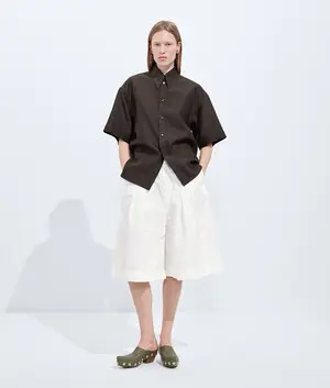Bottega Veneta Compact Cotton Toile Culotte - Chalk