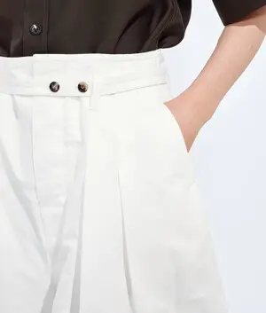 Bottega Veneta Compact Cotton Toile Culotte - Chalk