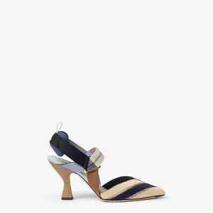 Fendi Colibrì Slingbacks In Nude Pink Mesh - Blue