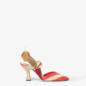Fendi Colibrì Slingbacks In Nude Pink Mesh And Raffia