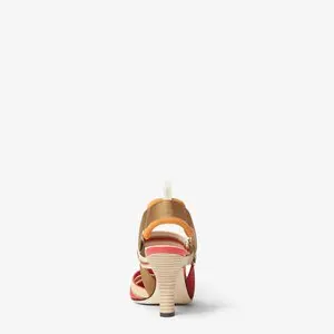 Fendi Colibrì Slingbacks In Nude Pink Mesh And Raffia - Red