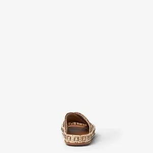 Fendi Raffia Effect Flat Slides With Ff Motif