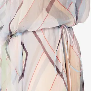 Fendi Printed Maxi Stripes Silk Crepon Chiffon Long Dress