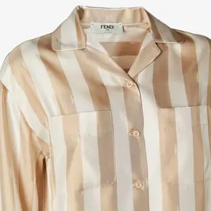 Fendi Long-sleeved Silk Shirt With Pequin Stripe Motif