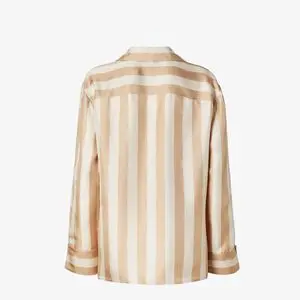 Fendi Long-sleeved Silk Shirt With Pequin Stripe Motif