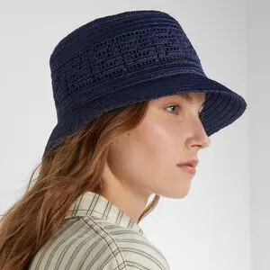 Fendi Raffia Bucket Hat With Ff Motif
