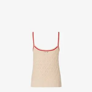 Fendi Sleeveless Argyle Embroidered Top