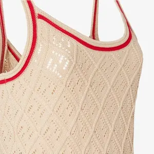 Fendi Sleeveless Argyle Embroidered Top