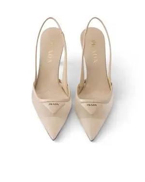 Prada Mesh Fabric Slingback Pumps - Neutral