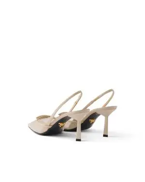 Prada Mesh Fabric Slingback Pumps - Neutral