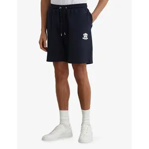 REISS Levin Logo-embroidered Cotton Shorts - Navy